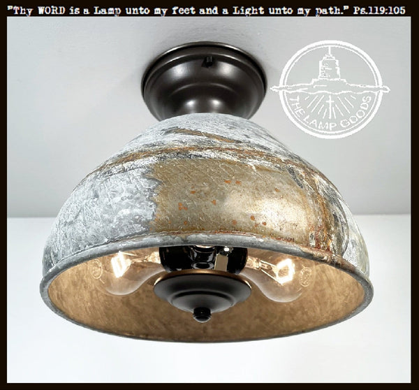 Galvanized Ceiling Lighting | Rustic Lights | Farmhouse Flush Mounts ...